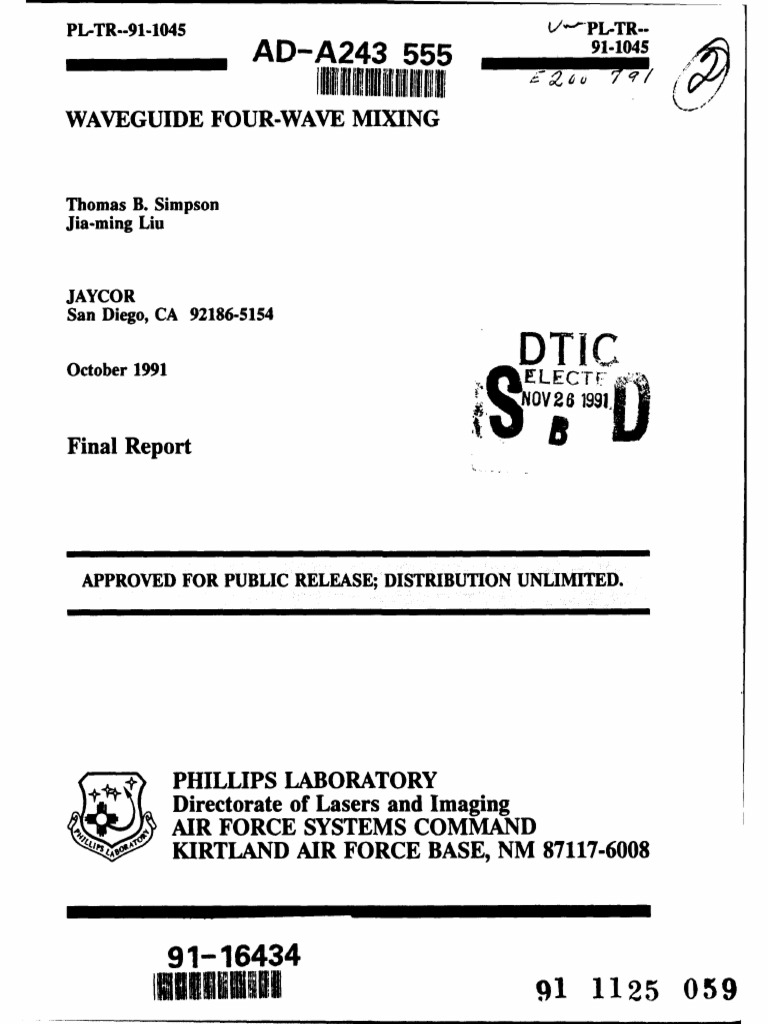 Waveguide Four-Wave Mixing | PDF | Nonlinear Optics | Laser