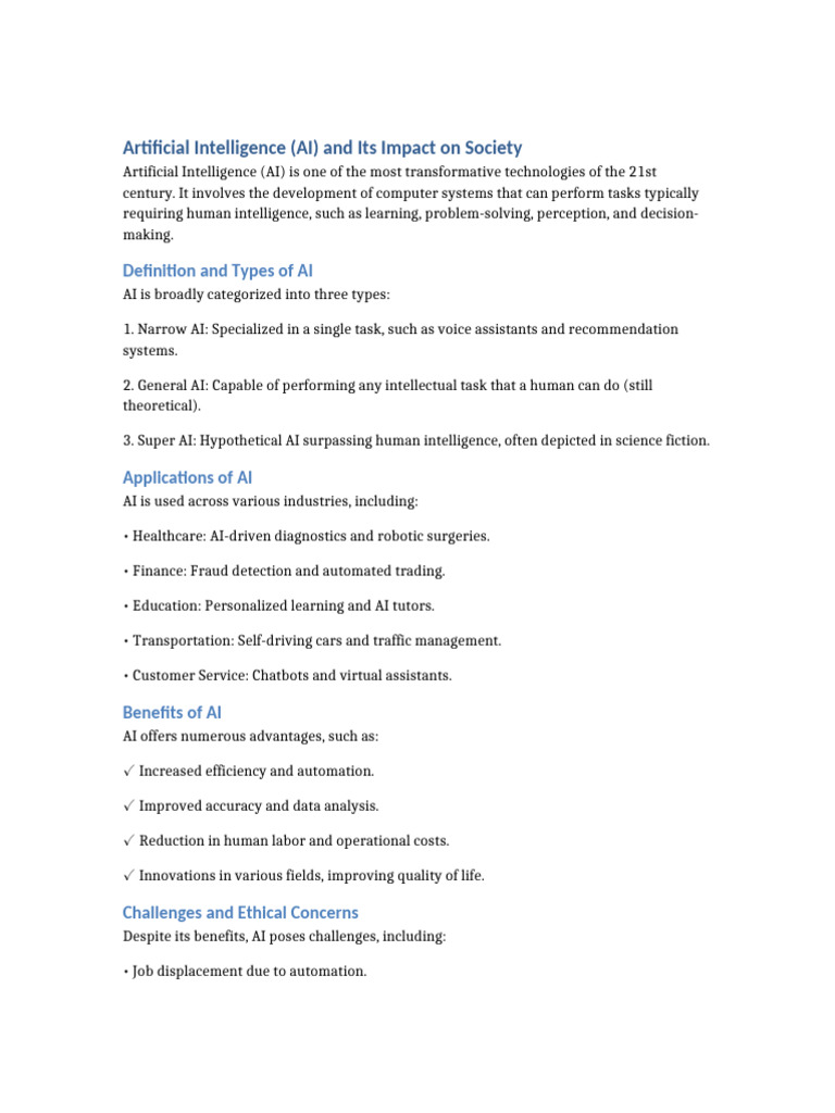 Artificial Intelligence Impact | PDF