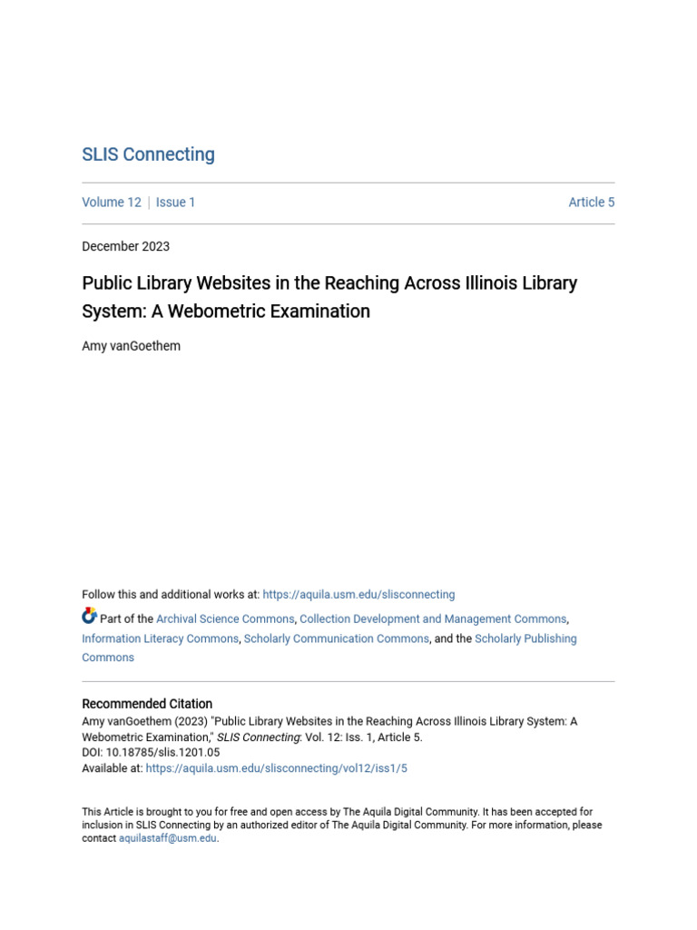 Webometric Study of Illinois Library Websites | PDF | Libraries | Usability
