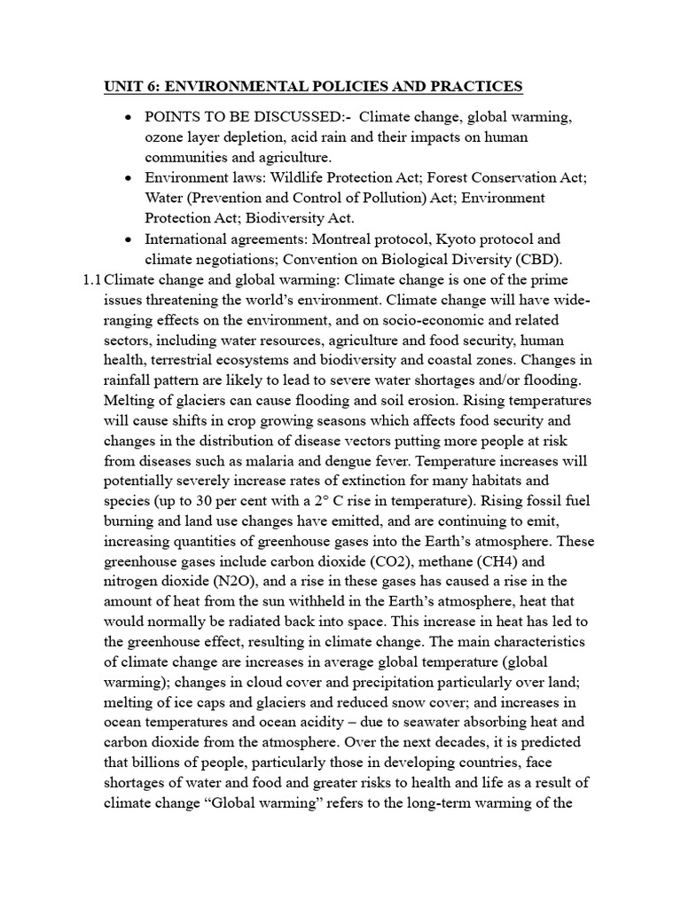 Unit 6 Environmental Policies and Practices | PDF | Ozone Depletion ...