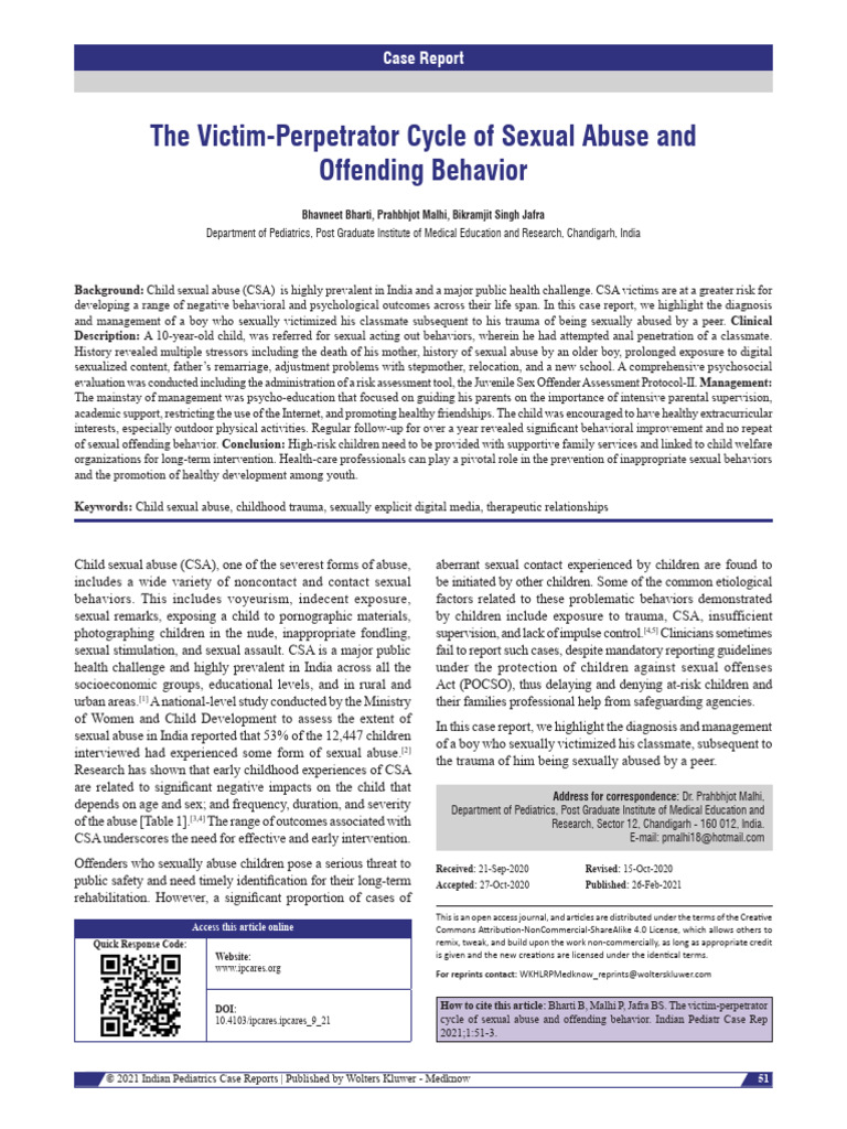 The Victim Perpetrator Cycle of Sexual Abuse and.16 | PDF | Child ...