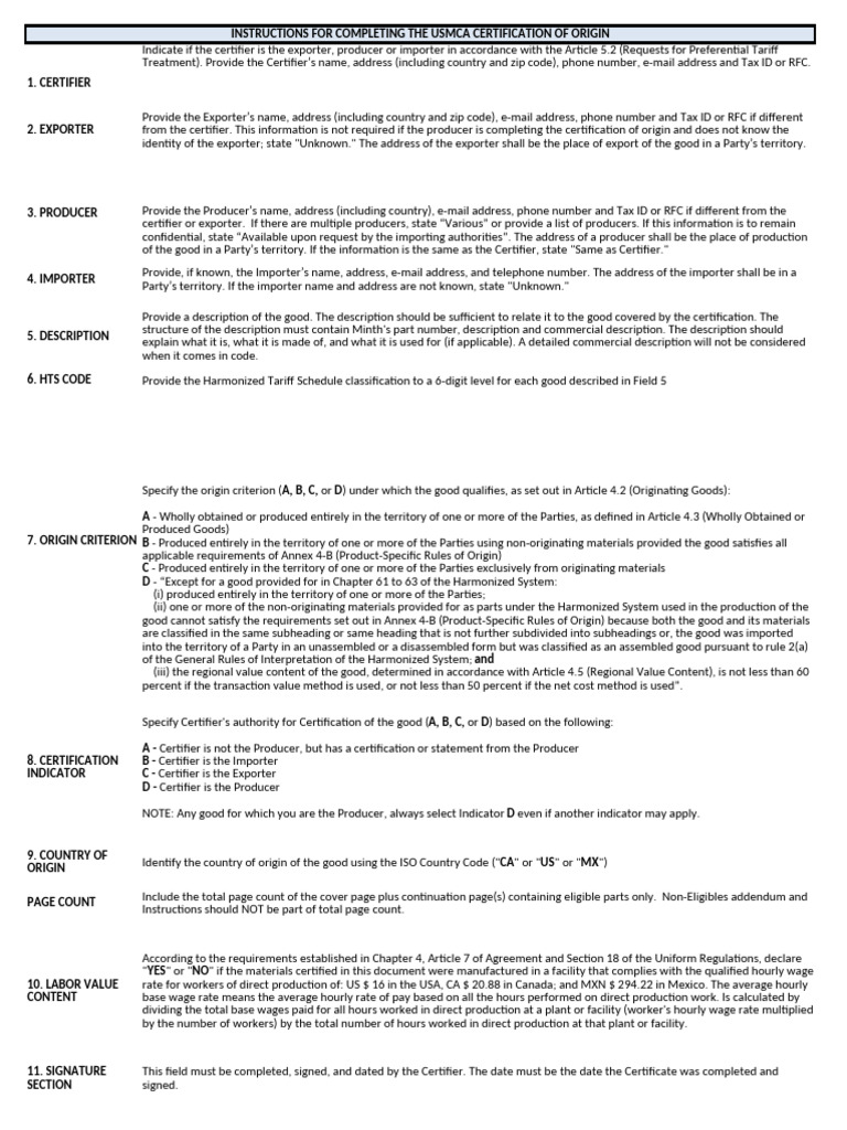 USMCA Template ACT JB | PDF