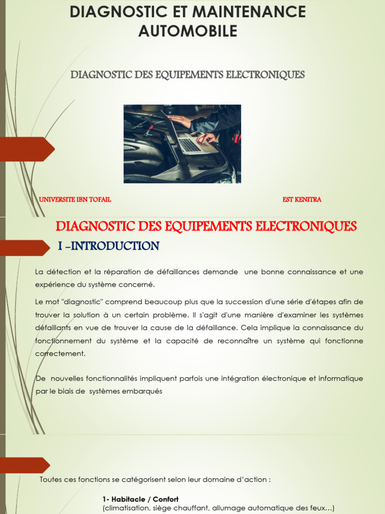 Cours Diag s4 Est 2025 | PDF | Électronique | Véhicules