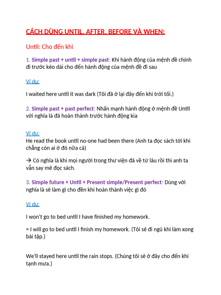 Until, After, Before, When | PDF
