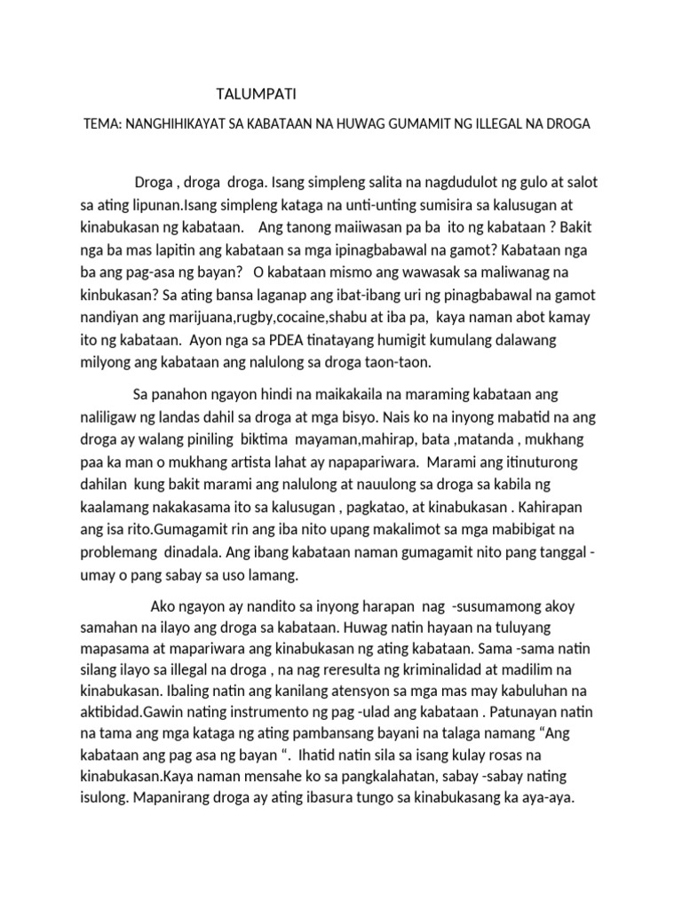 talumpati - droga | PDF