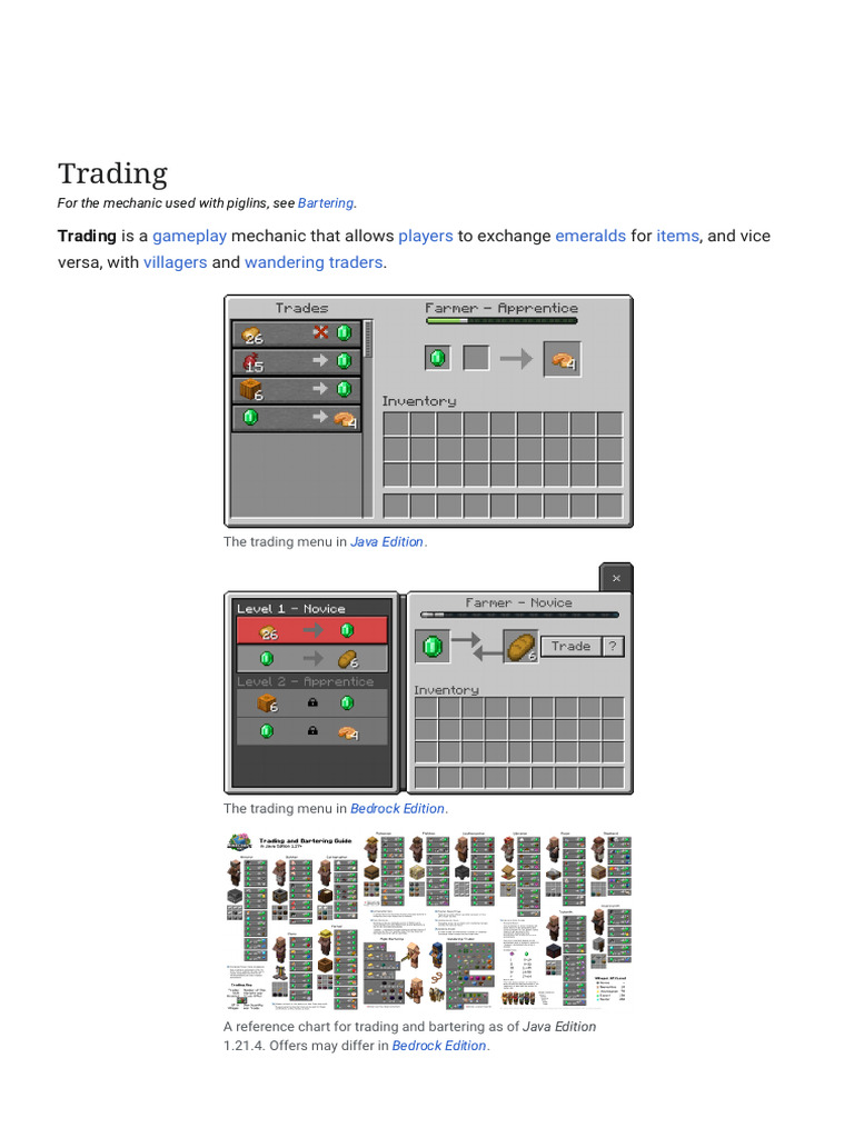 Trading – Minecraft Wiki | PDF | Demand | Prices