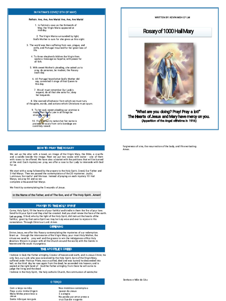 1000 Hail Marys Rosary Guide | PDF | Rosary | Lord's Prayer