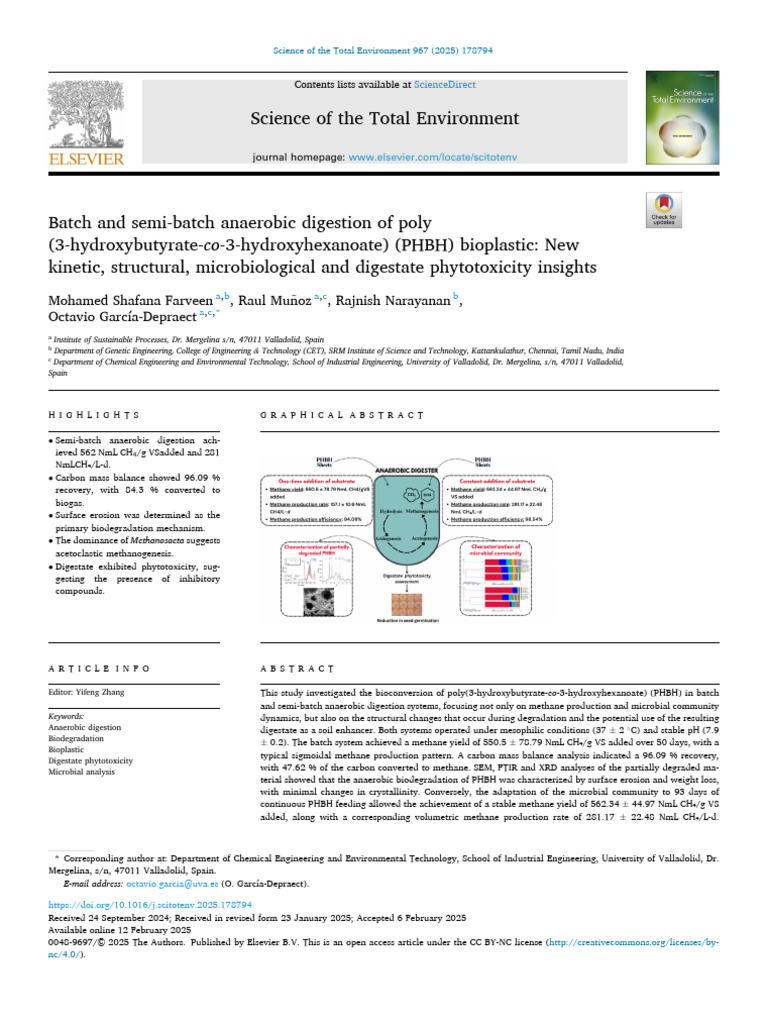 Anaerobic Digestion of PHBH Bioplastic | PDF | Anaerobic Digestion ...