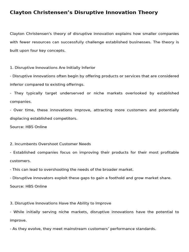 Understanding Disruptive Innovation Theory | PDF
