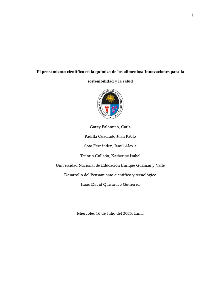 El pensamiento científico en la química de los alimentos | PDF ...