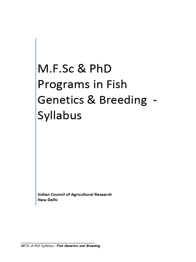 Fish Genetics and Breeding Syllabus | PDF | Bioinformatics | Cell Culture