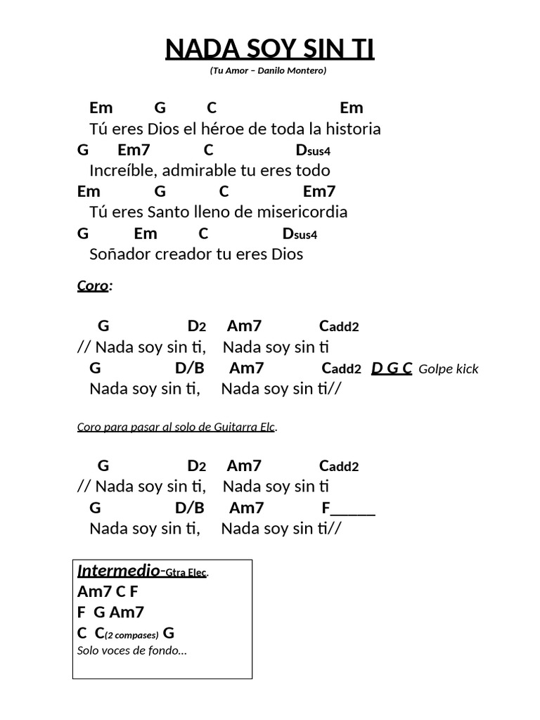 Acordes de "Nada Soy Sin Ti" | PDF