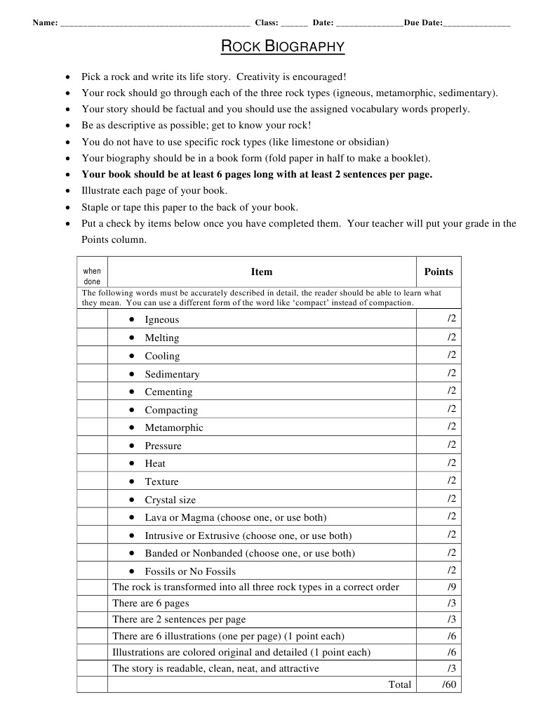 Creative Rock Biography Project Guide | PDF | Home & Garden