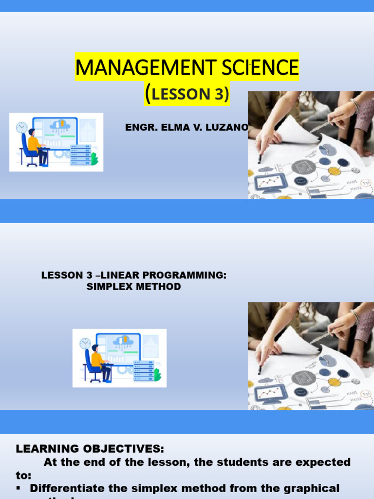 Lesson 3 Simplex Maximization Case 1 | PDF | Mathematical Optimization | Linear Programming