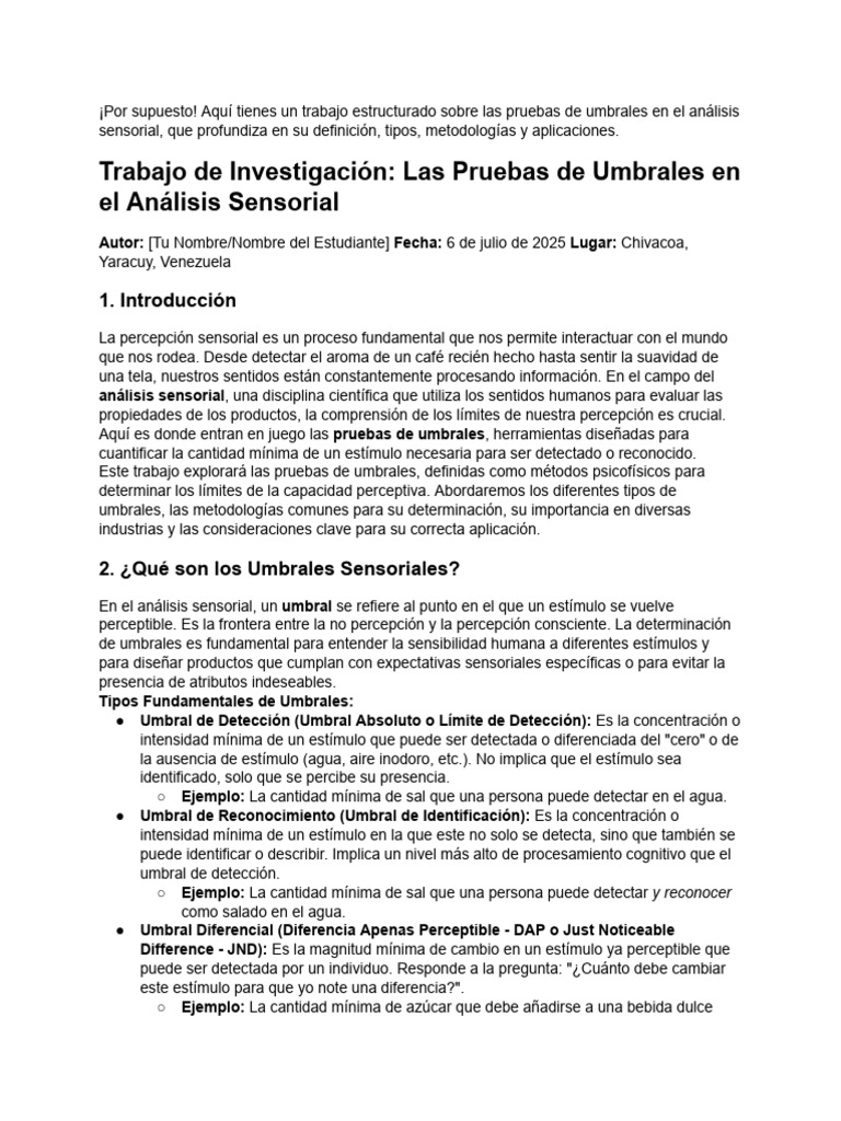 Házme Un Trabajo Sobre Las Pruebas de Umbrales | PDF | Sentidos ...