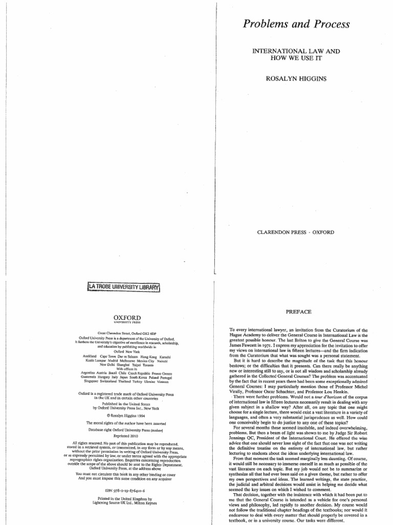 Chapter 1 Problems and Process by Rosalyn Higgins | PDF