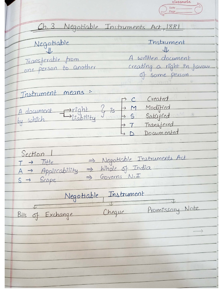 Negotiable Instrument Act | PDF