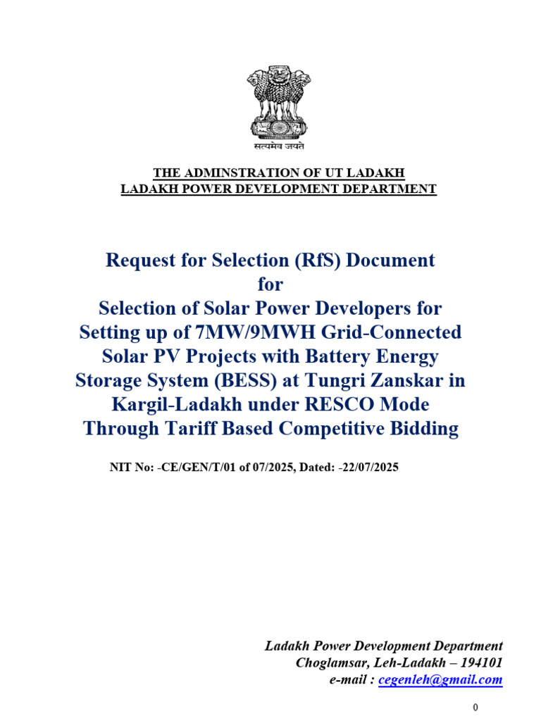Solar Power RfS for Ladakh Projects | PDF | Solar Power | Photovoltaics