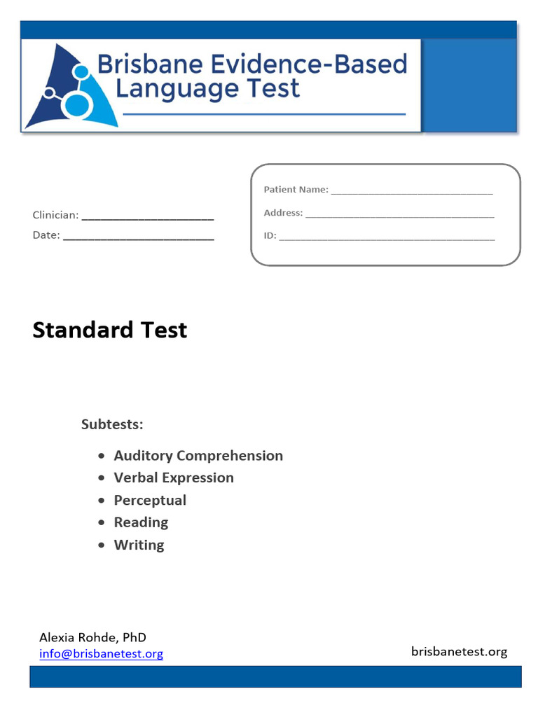 Brisbane Evidence-Based Language Test | PDF | Adjective | Verb