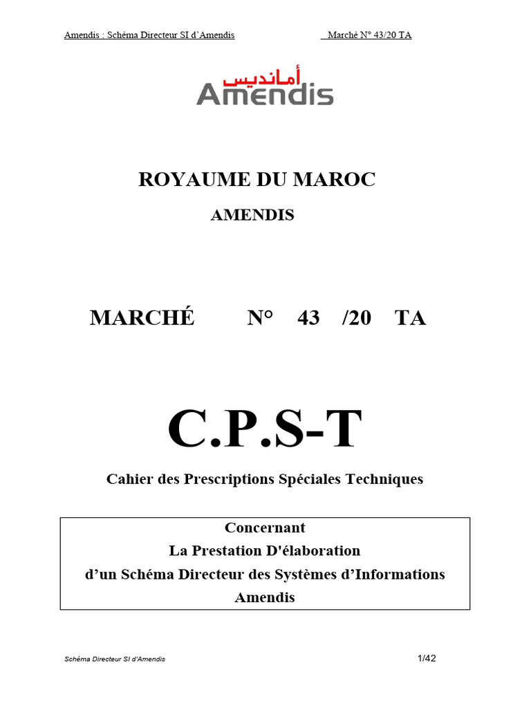 Schéma Directeur SI pour Amendis | PDF | Gestion de projet | Sécurité ...