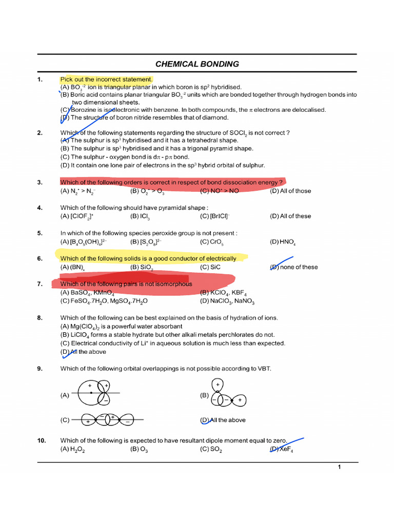 Chemical Bonding Question Bank-20200420174204769702 | PDF
