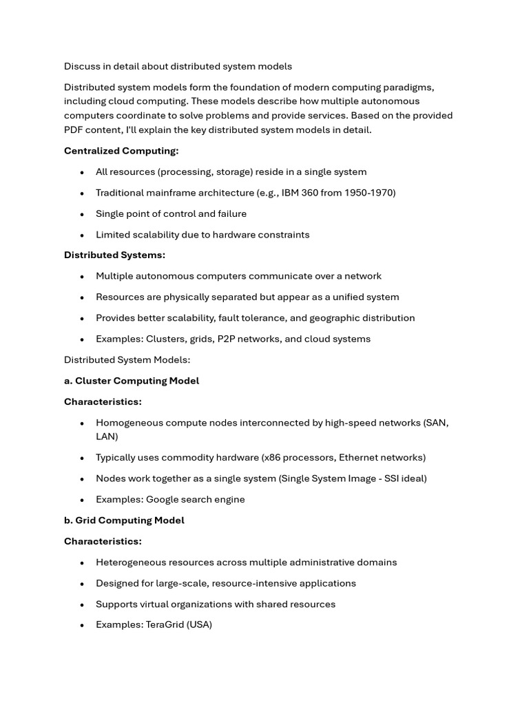 Overview of Distributed System Models | PDF | Virtualization | Virtual ...