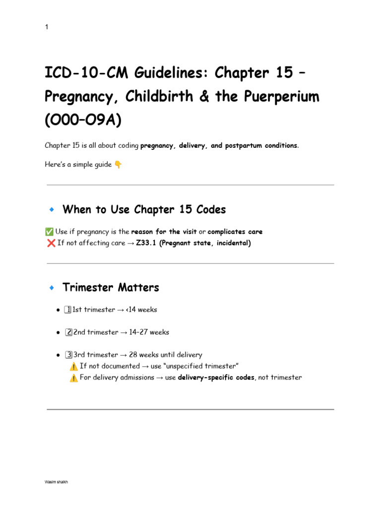 Coding Guidelines for Incidental Pregnancy | PDF