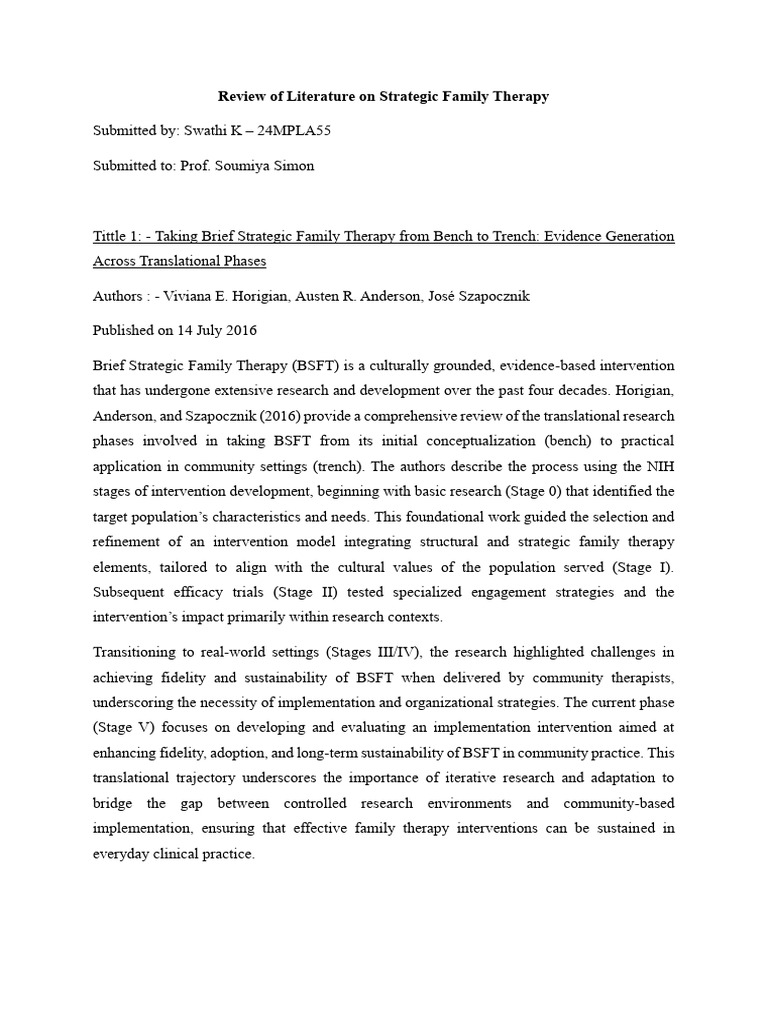 24mpla55 Swathi Rol | PDF | Family Therapy | Therapy