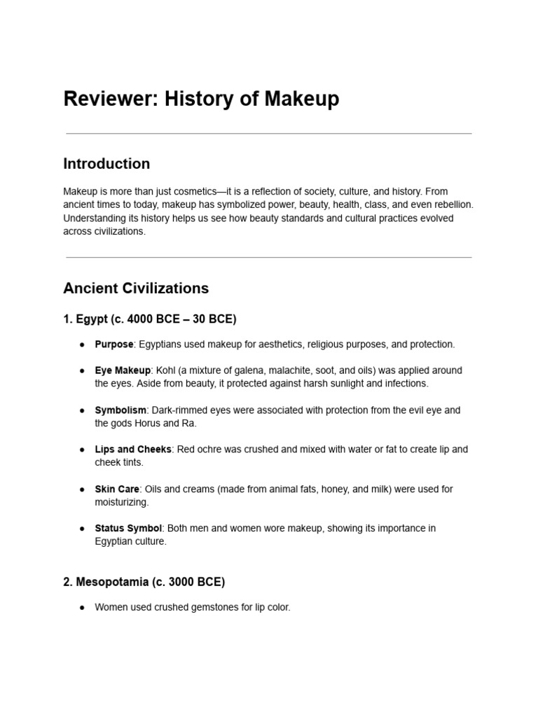 History of Cosmetics. | PDF | Cosmetics | Eyebrow