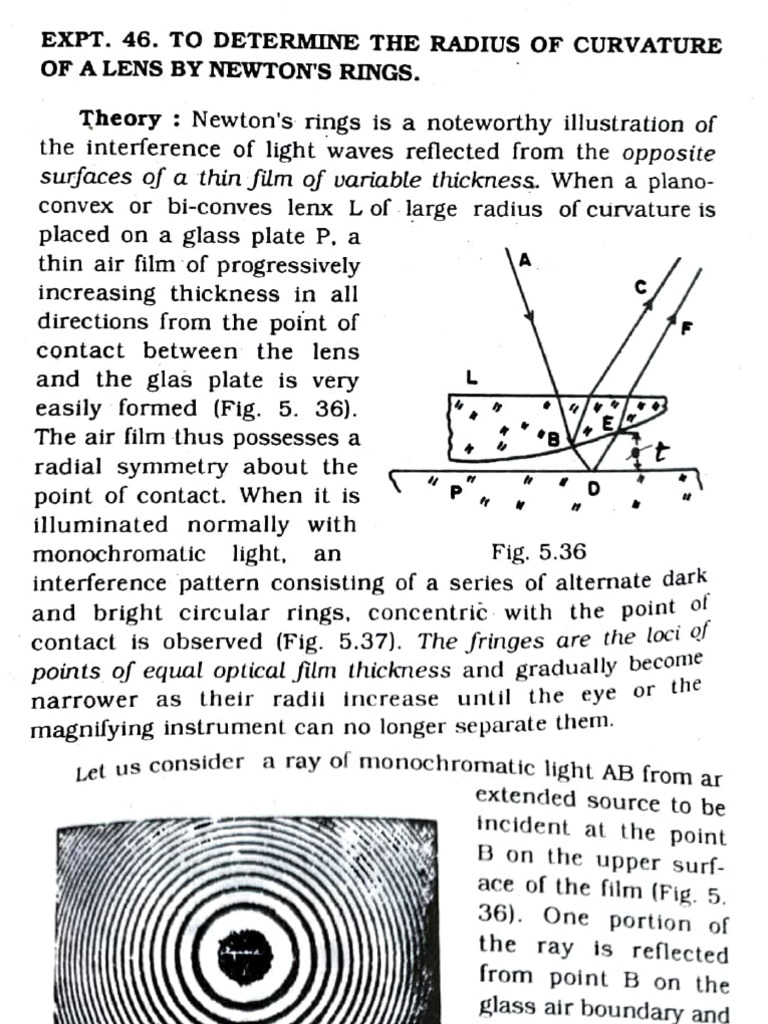 Measure Lens Curvature with Newton's Rings | PDF | Refractive Index ...