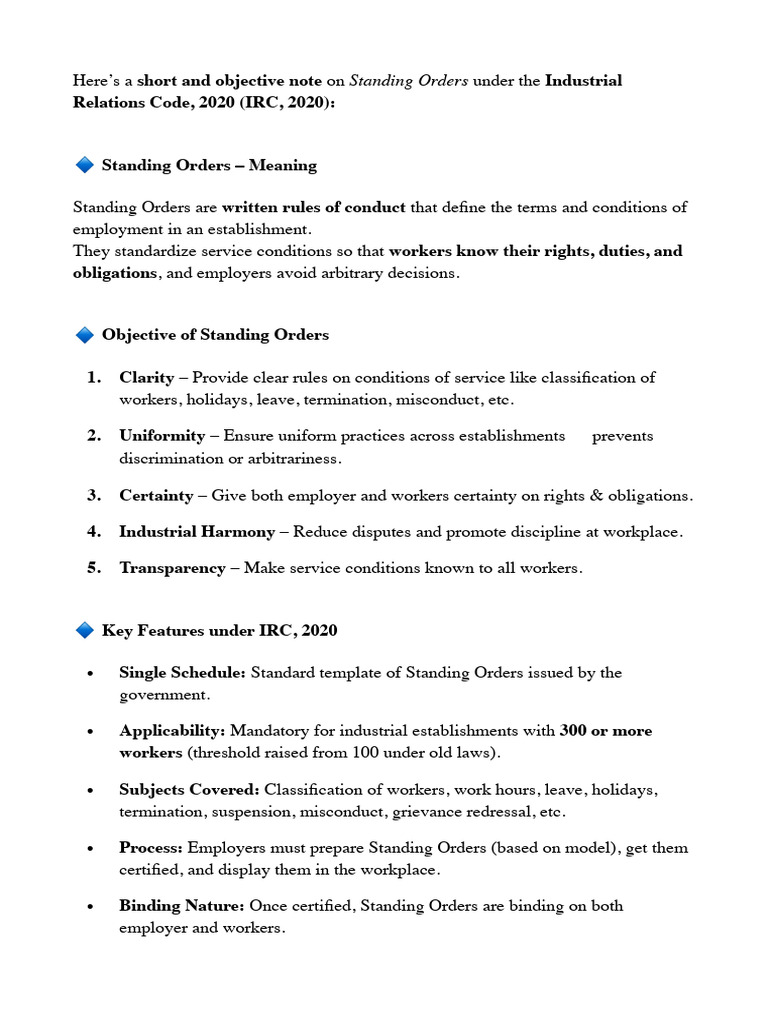 Standing Orders In Industrial Relations32329057