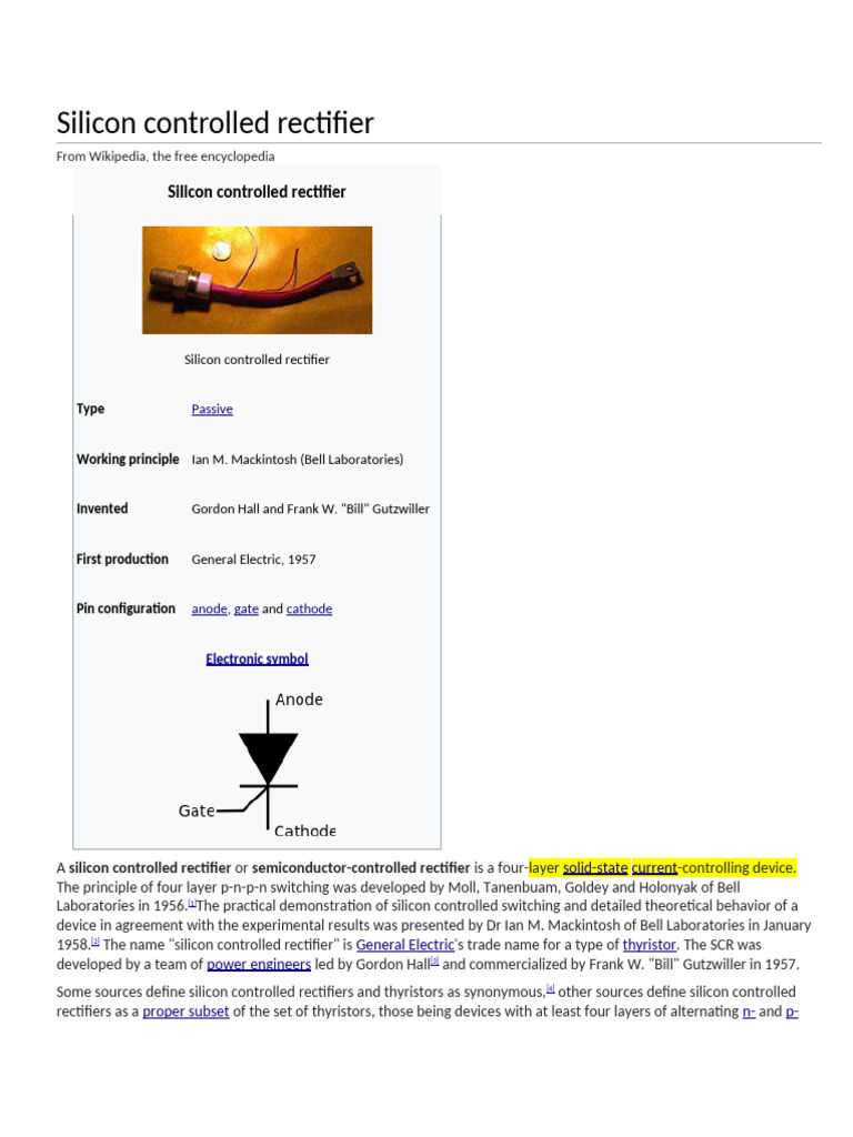 SCR, Triac, Go Turn Off Thyrister | PDF | Electrical Components ...