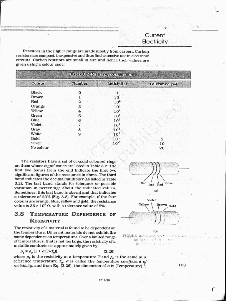 Colour Code of Resistors MHT-CET Handwritten Short Notes | PDF