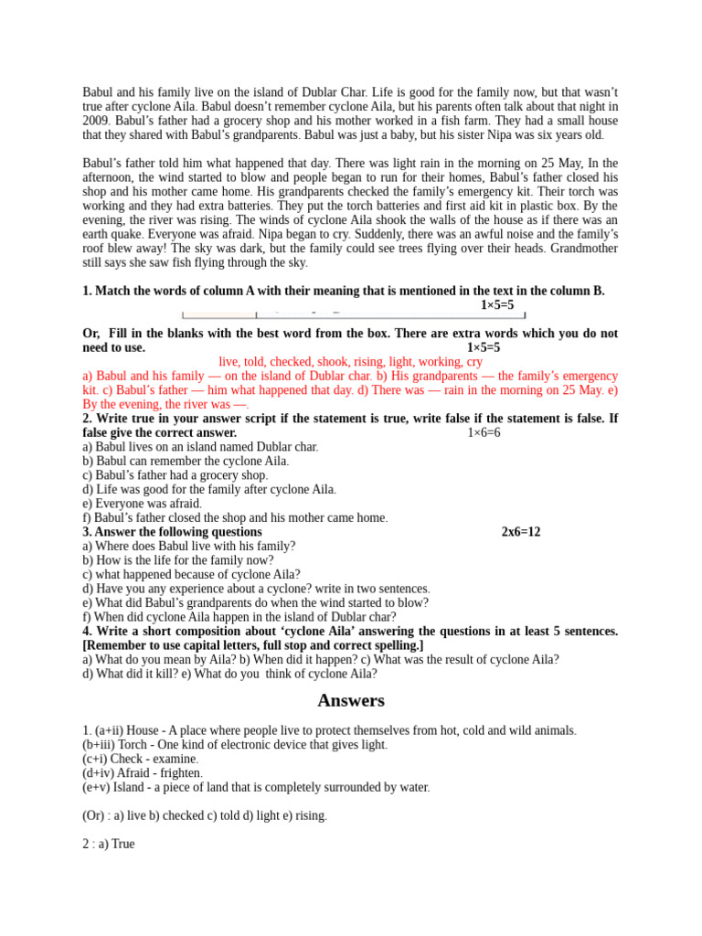 5.eng - Seen Comprehension - Babul | PDF | Storms | Vortices