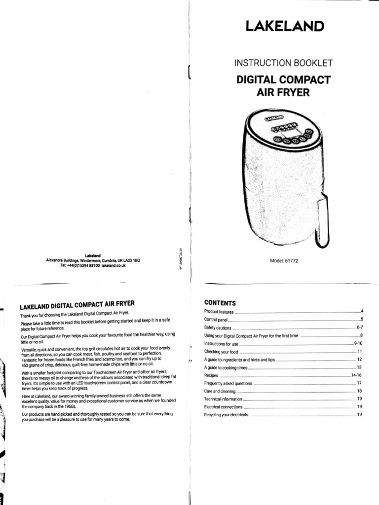 Manual Airfryer Lakeland 20240703 | PDF