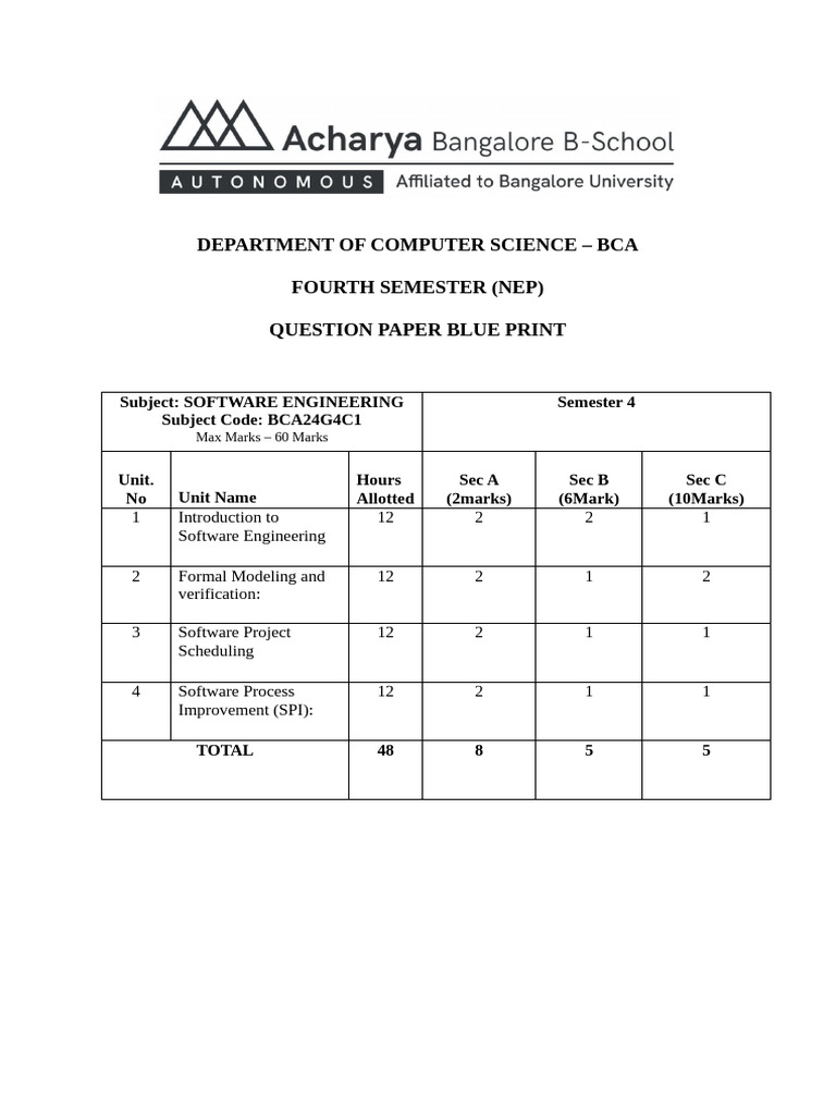 Bca 4 Sem QP Blueprint (Nep) | PDF