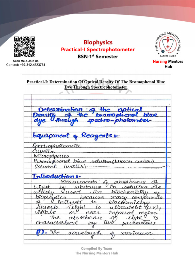 Practical - I Biophysics Spectrophotometer Prepared by Team Nursing ...