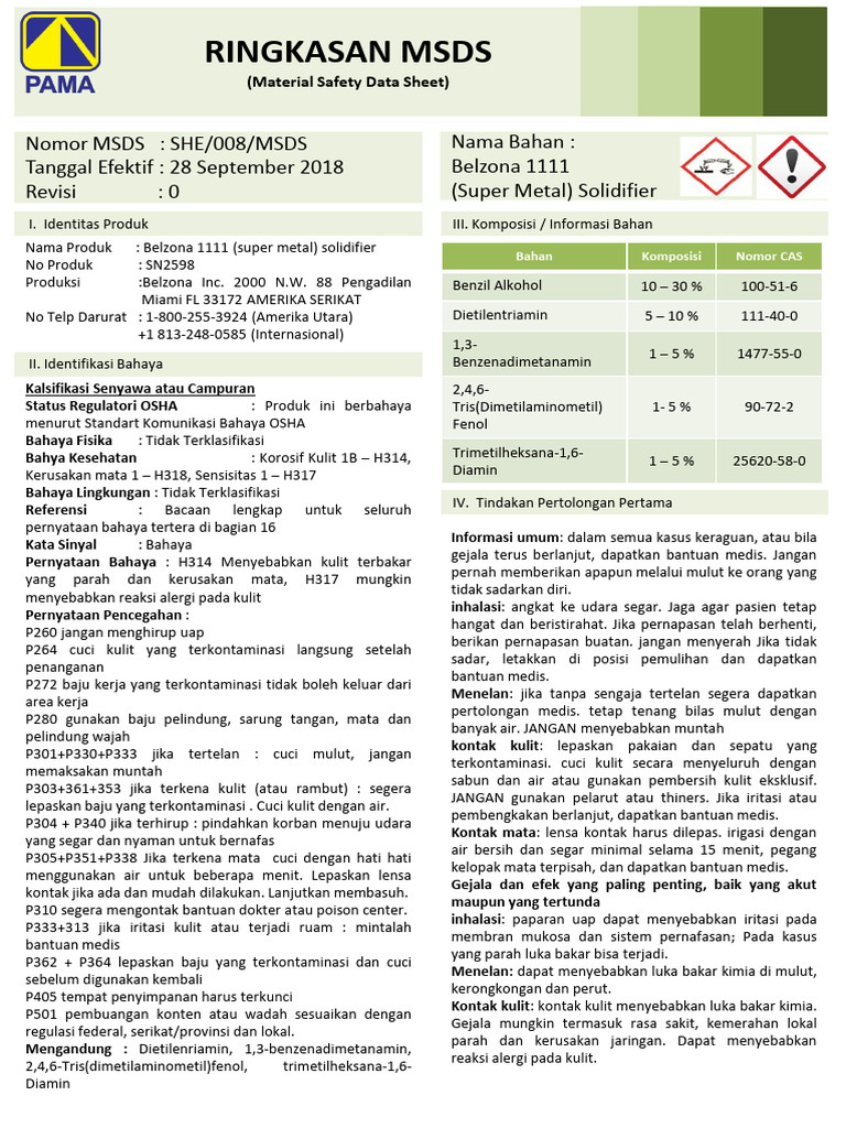 MSDS Belzona 1111: Informasi Penting | PDF