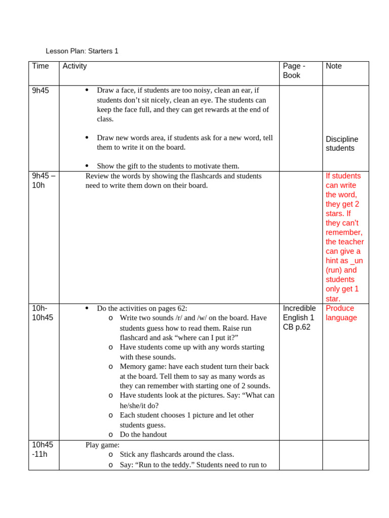 Lesson Incre 1 p.62 | PDF