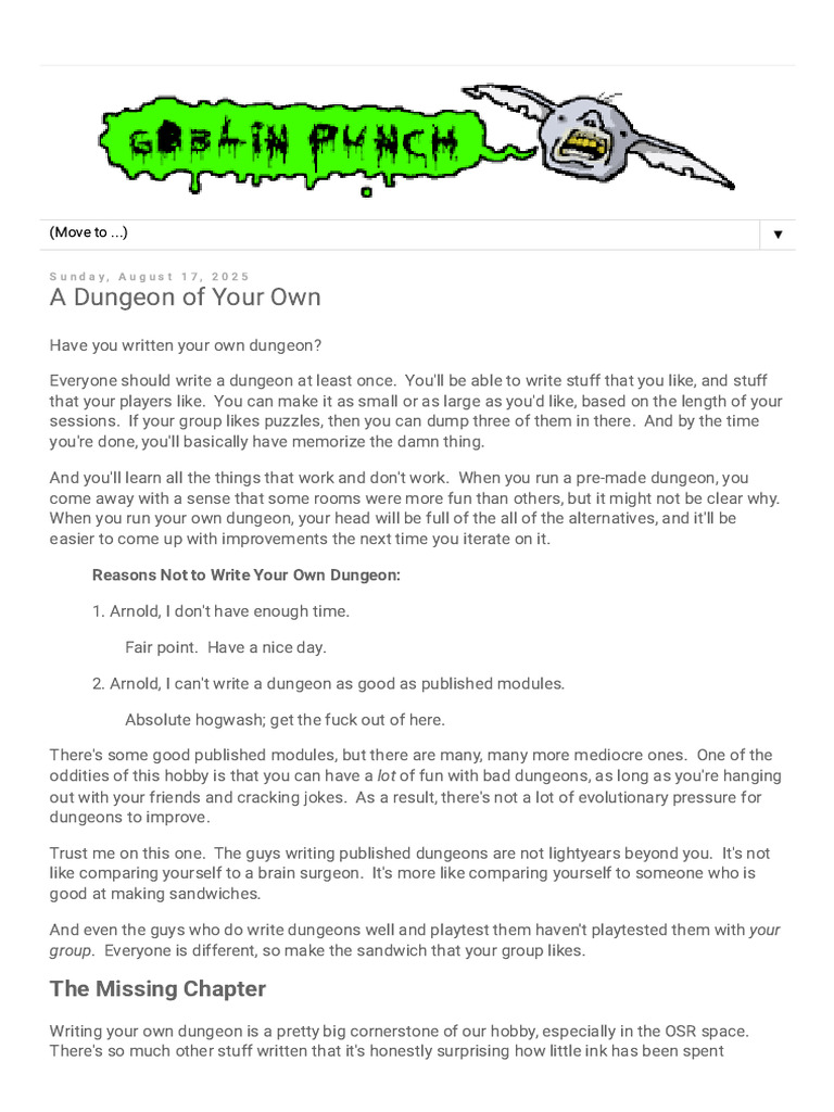 Goblin Punch Dungeon Checklist | PDF
