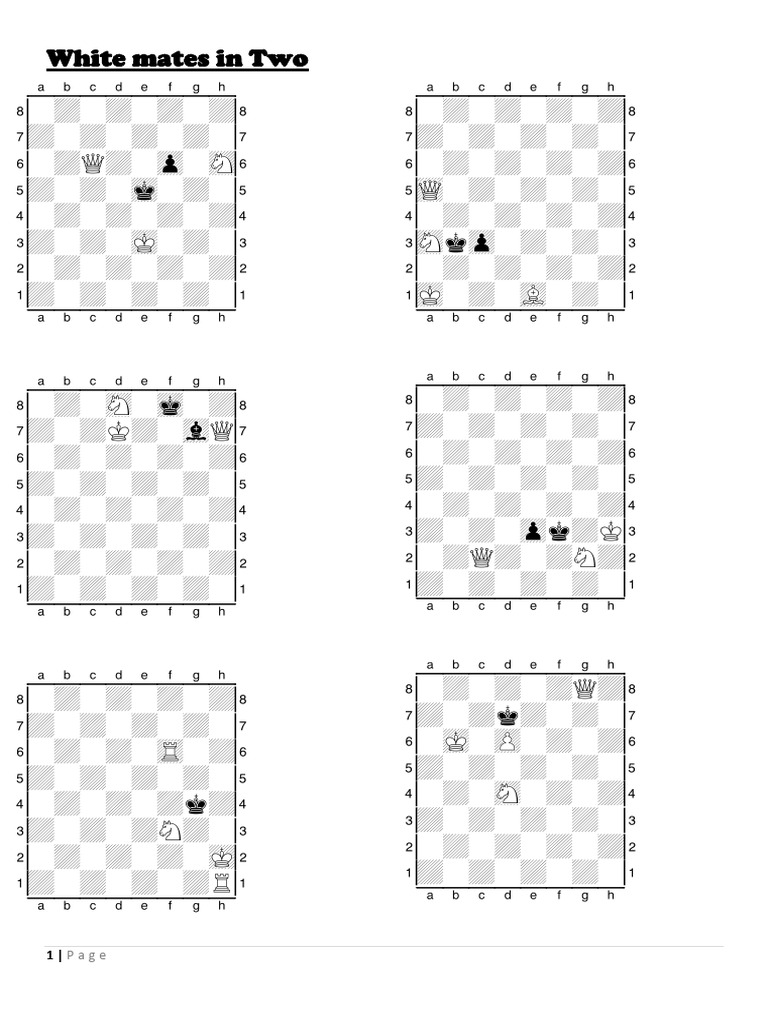 Chess Puzzles: Mate in 2 Solutions | PDF