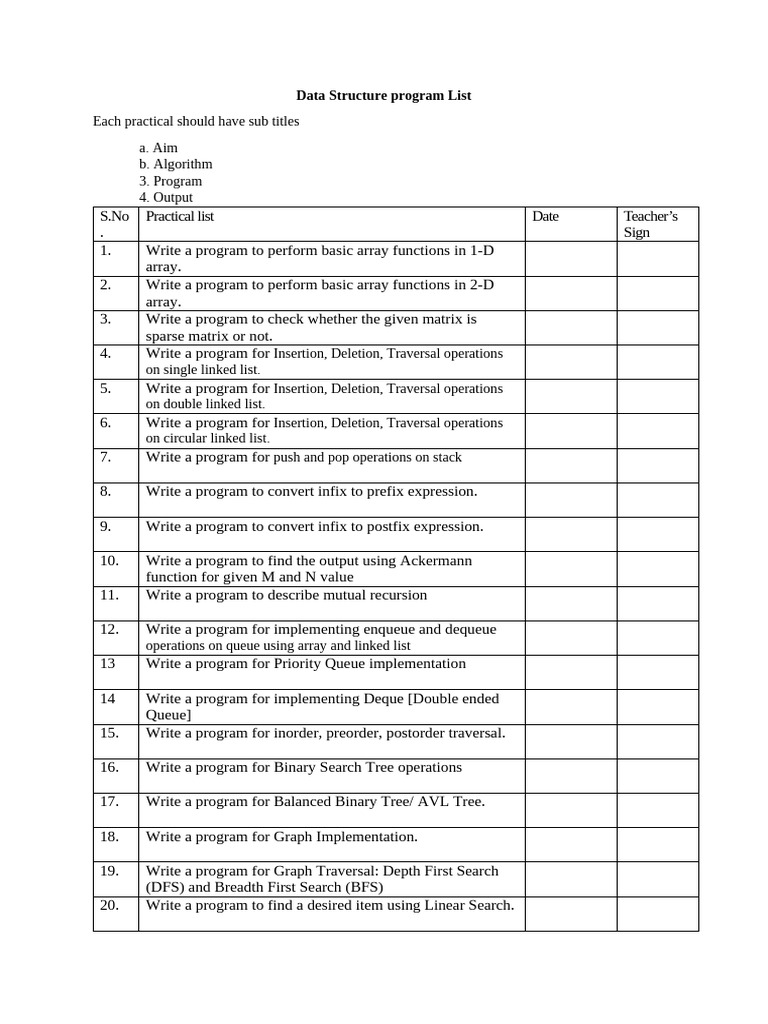 Data Structure Practical Programs Guide | PDF | Queue (Abstract Data ...