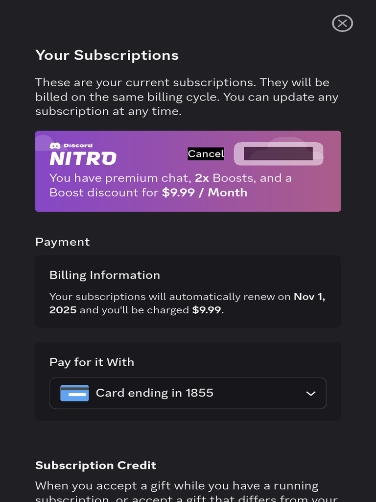 Discord Subscription Billing Details | PDF