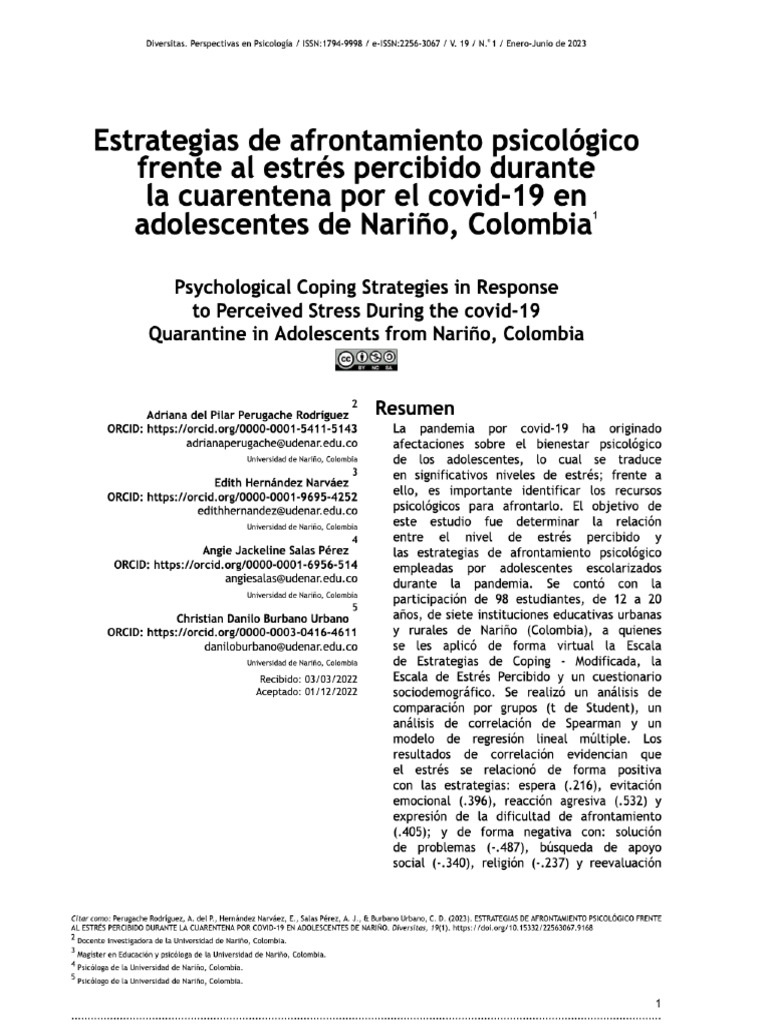 Vista de Estrategias de Afrontamiento Psicológico Frente Al Estrés ...