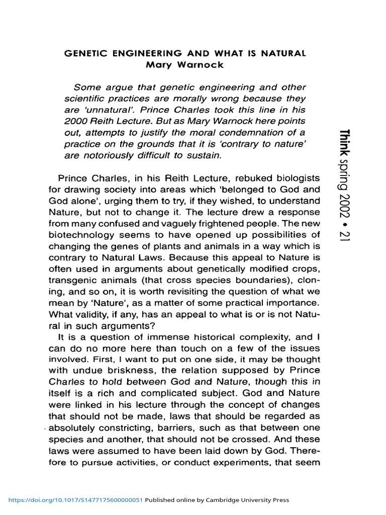 Genetic Engineering vs. Natural Law Debate | PDF | Determinism | Cloning