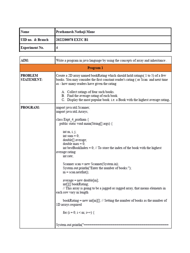 B1 078 Mane Java Assignment 4 | PDF | Inheritance (Object Oriented ...