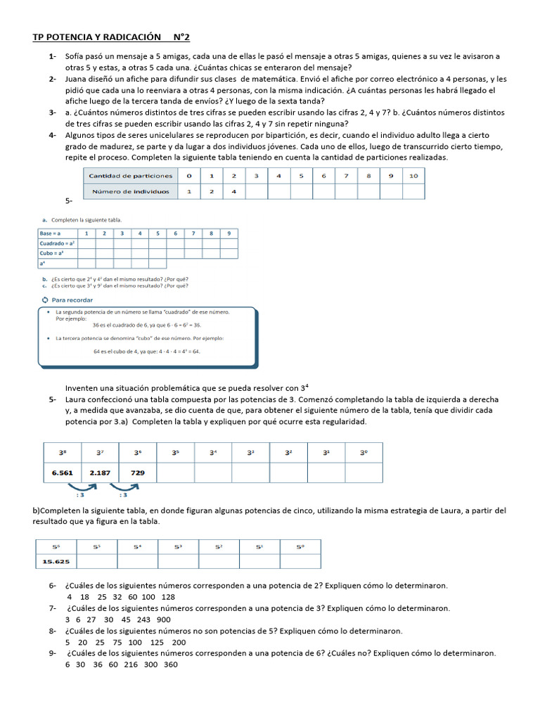 TP Potencia y Raiz N2 | PDF