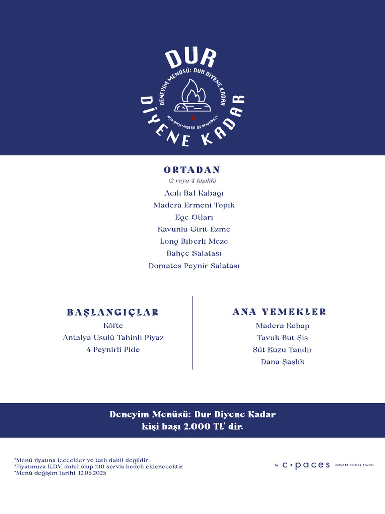 Madera TR-dur Diyene Kadar Menu 12.05.25 | PDF
