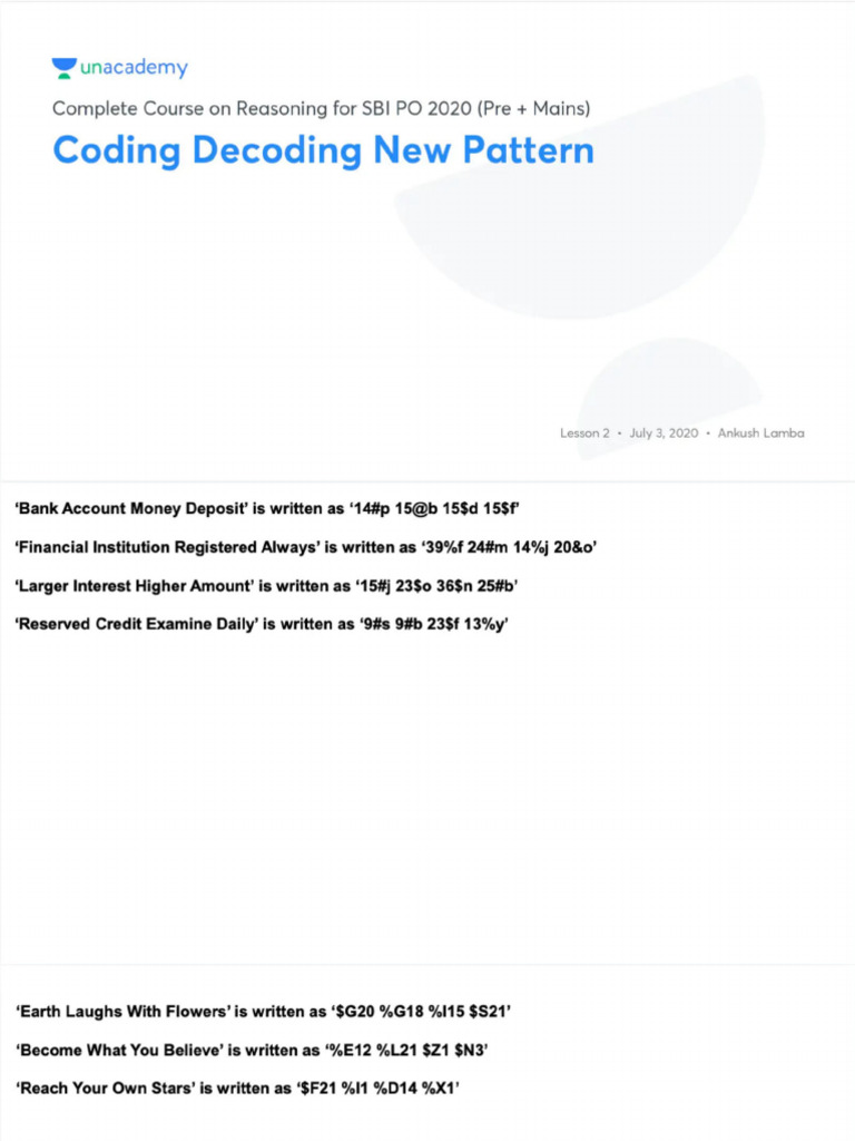 Coding Decoding New Pattern No Anno | PDF