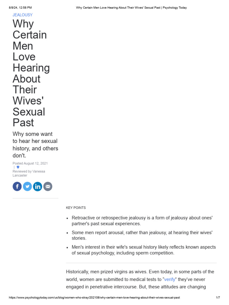 Men's Interest in Wives' Sexual History | PDF | Jealousy | Feeling